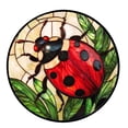 Acrylic Puzzle Toy Keychain Round Ladybug Leaf Pattern Stained Glass ...