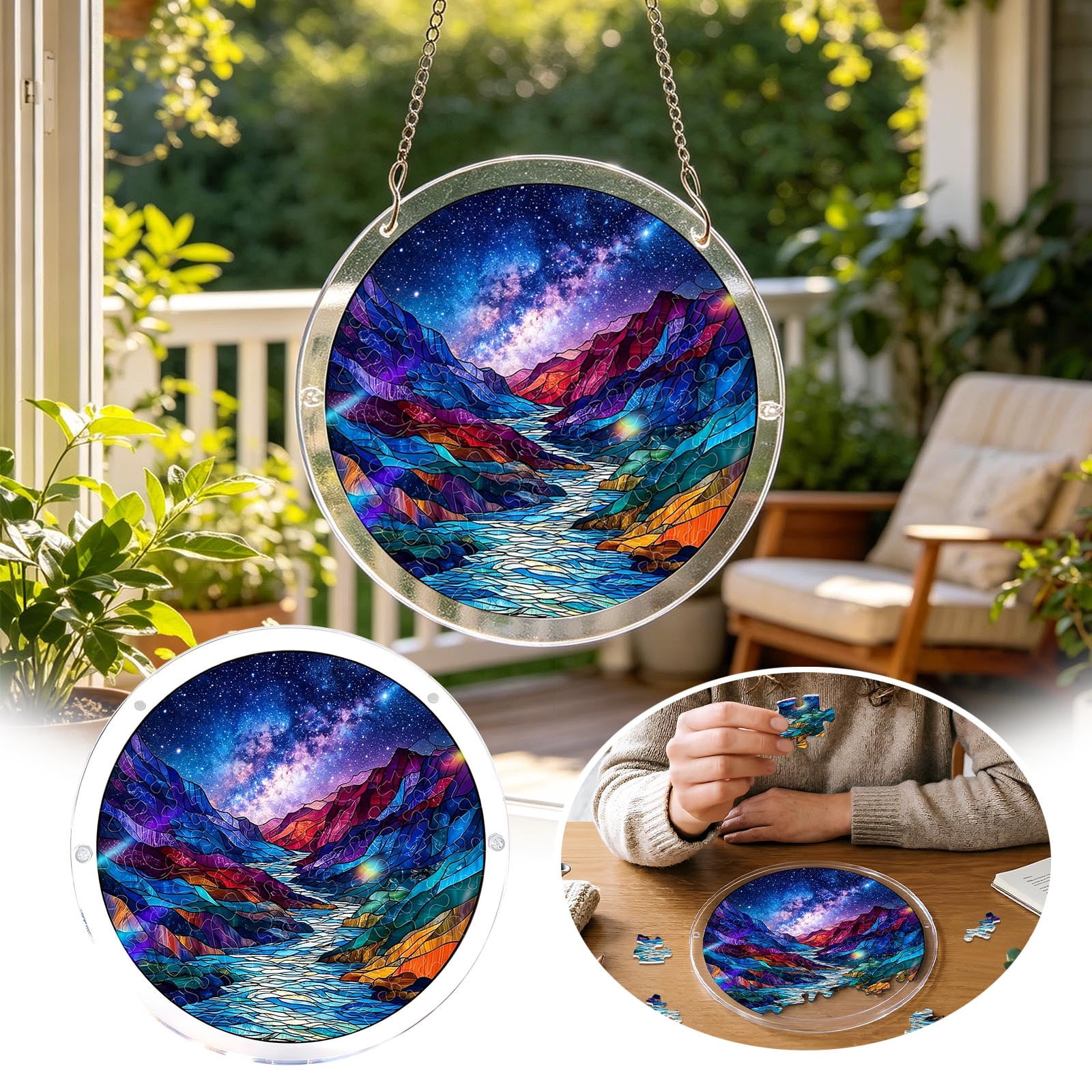 Acrylic Puzzle Window Hanging Suncatcher – Stained Glass Look DIY Craft ...