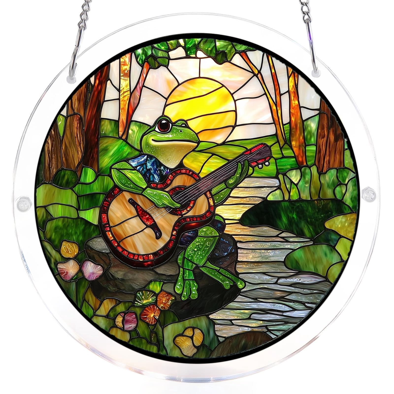 Acrylic Puzzle Window Hanging, Vibrant Sea Turtle and Sunset Stained ...