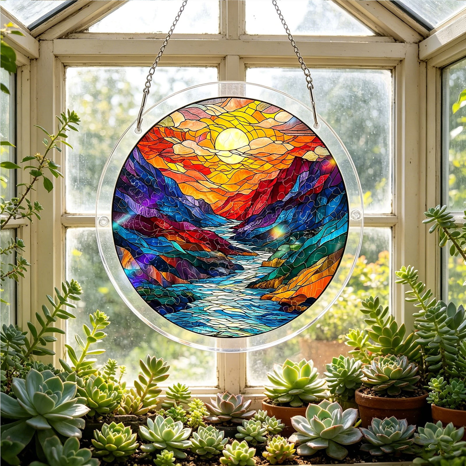 Acrylic Puzzle Window Hanging - DIY Suncatcher for Home Decor, Rainbow ...