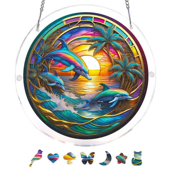 Acrylic Puzzles Suncatcher Window Hanging, 7.4 Inch Sun Catcher Acrylic ...