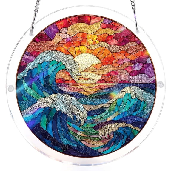 Acrylic Puzzles Suncatcher Window Hanging 7.4 Inch Suncatcher Puzzle ...