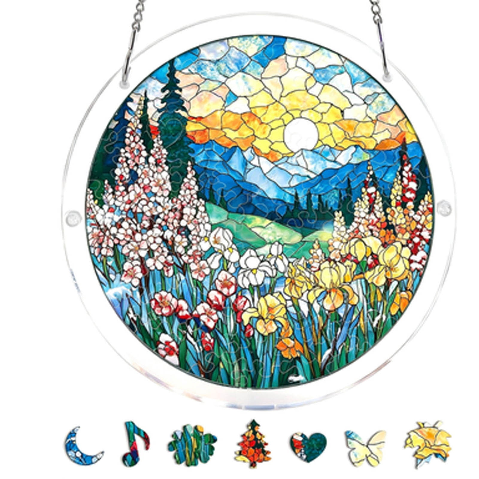 Acrylic Puzzles Suncatcher Window Hanging, 83 Pieces 7.3 Inch Sun ...