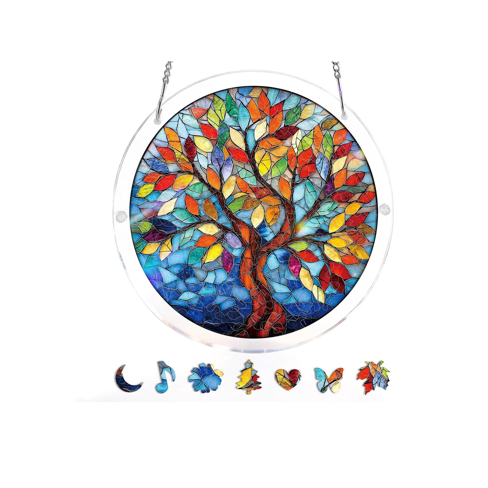 Acrylic Puzzles Suncatcher Window Hanging, 83 Pieces 7.4 Inch Acrylic ...