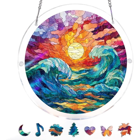 Acrylic Puzzles Suncatcher Window Hanging, 83 Pieces 7Inch Sun Catcher ...