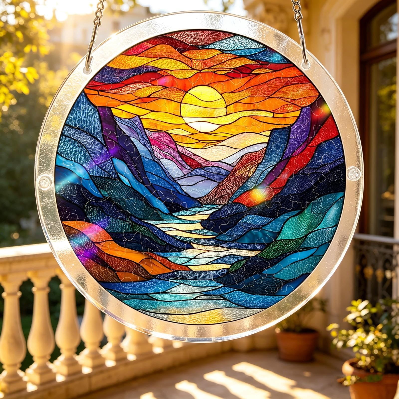 Acrylic Puzzles Suncatcher for Window Hanging, 83 Pieces Stained Glass ...