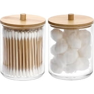 IWNTWY Acrylic Qtip Holder Dispenser with Wood Lid, 3 Compartment ...