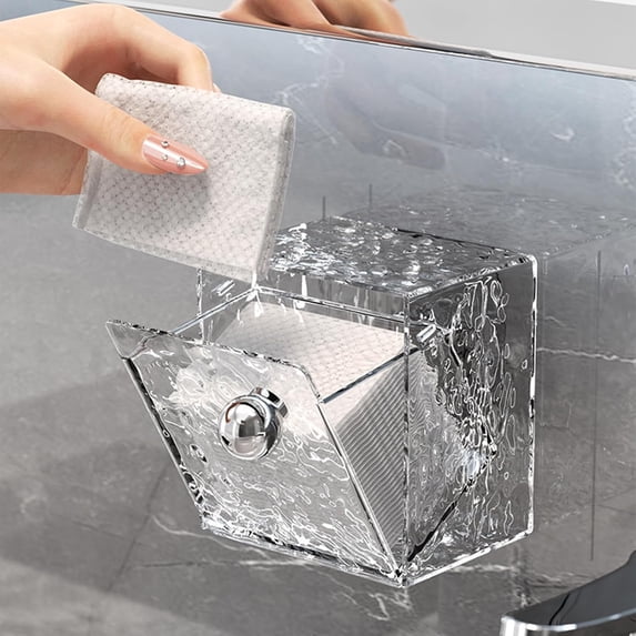 Acrylic Qtip Holder Organizer, Wall Mounted Makeup Cotton Storage Box ...