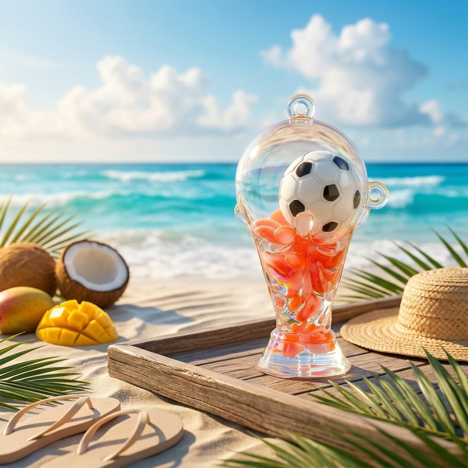 Acrylic Quicksand Keychain, World Cup Trophy Soccer Style Creative ...