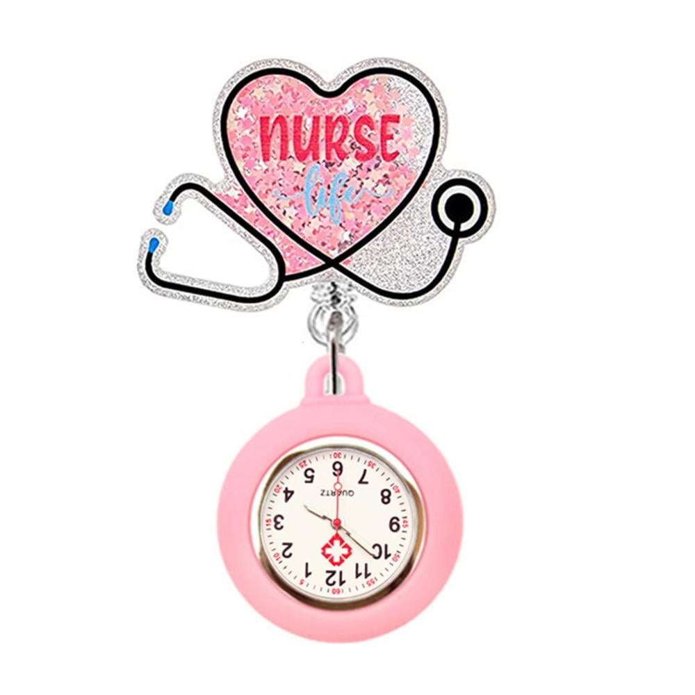 Acrylic Quicksand Stars Retractable Badge Holder with FOB Pocket Watch ...