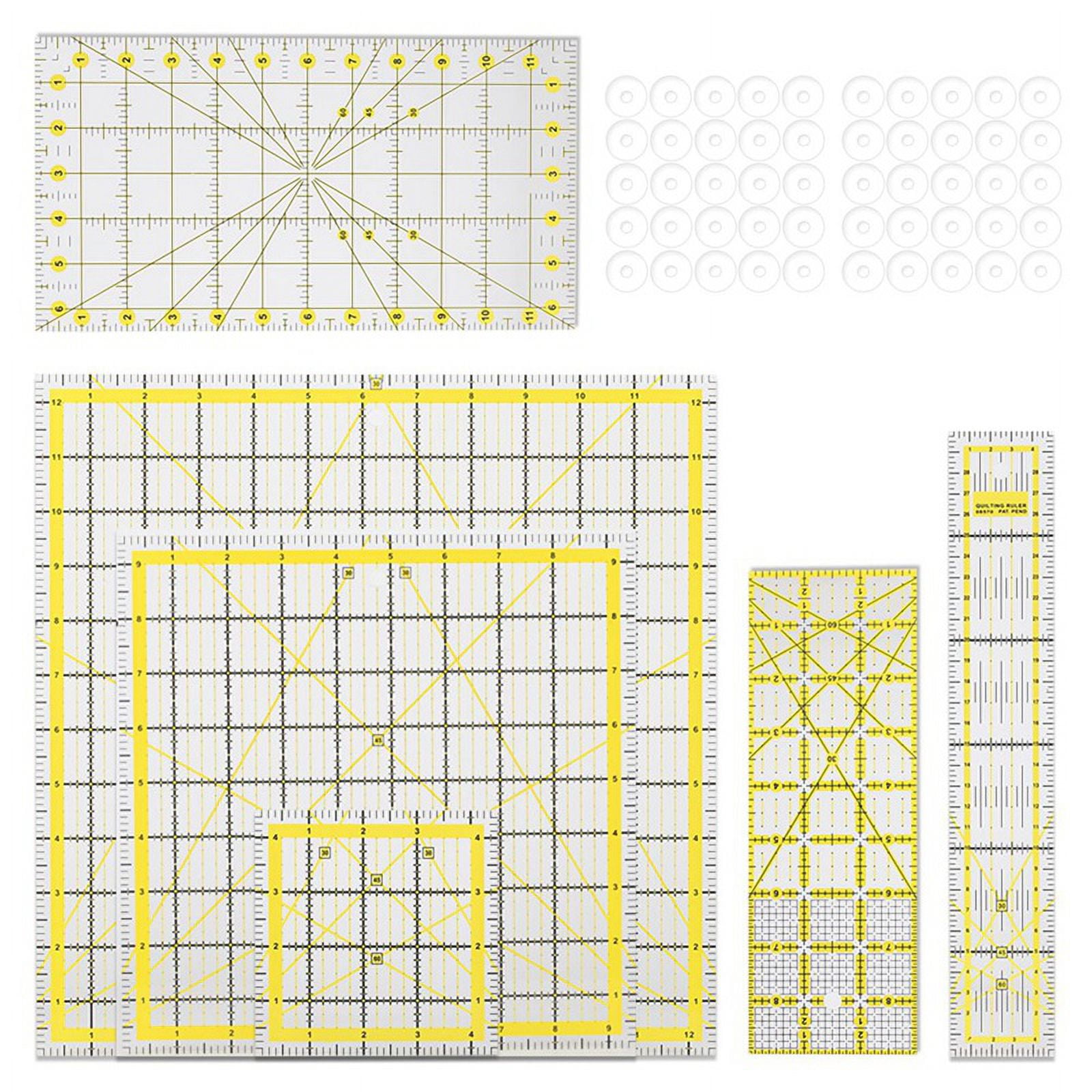 Acrylic Quilting Ruler Set with Double-Colored Grid Lines, Clear Mark ...