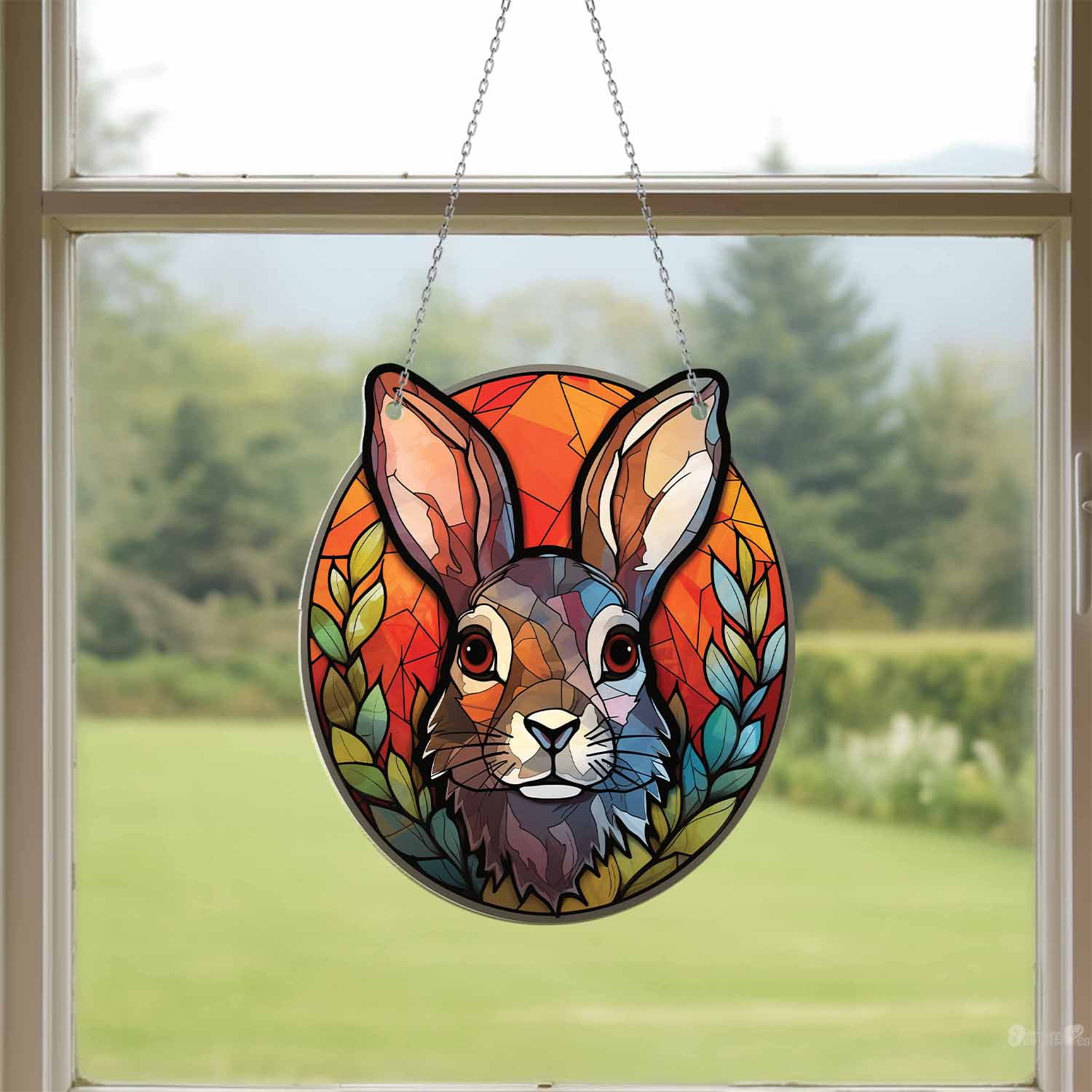 Acrylic Rabbit Window Hanging, Stained Glass Inspired, Elegant Decor ...