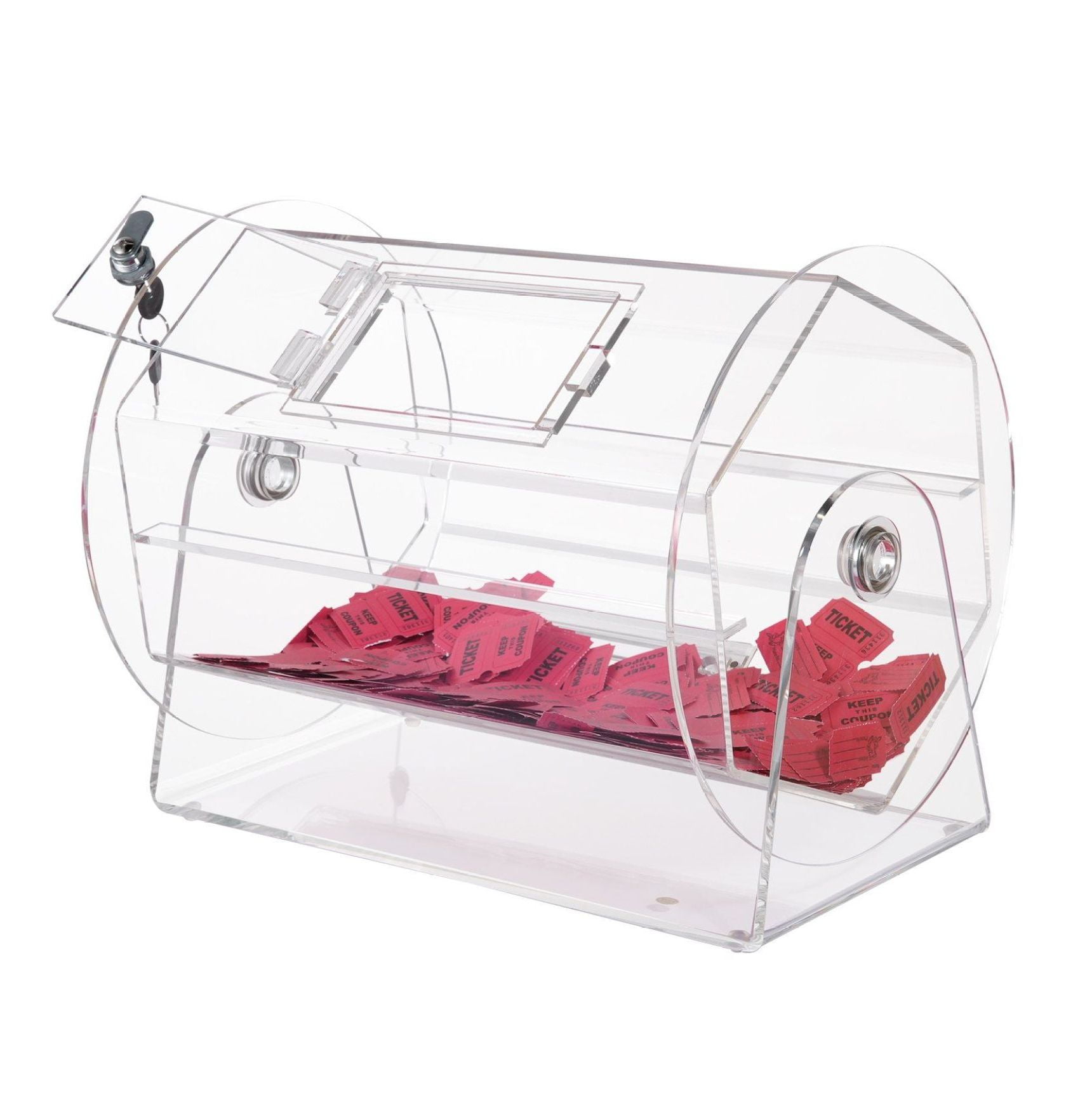 Acrylic Raffle Drum, Lottery Ticket Cage with Keys - Holds 5000 Tickets ...