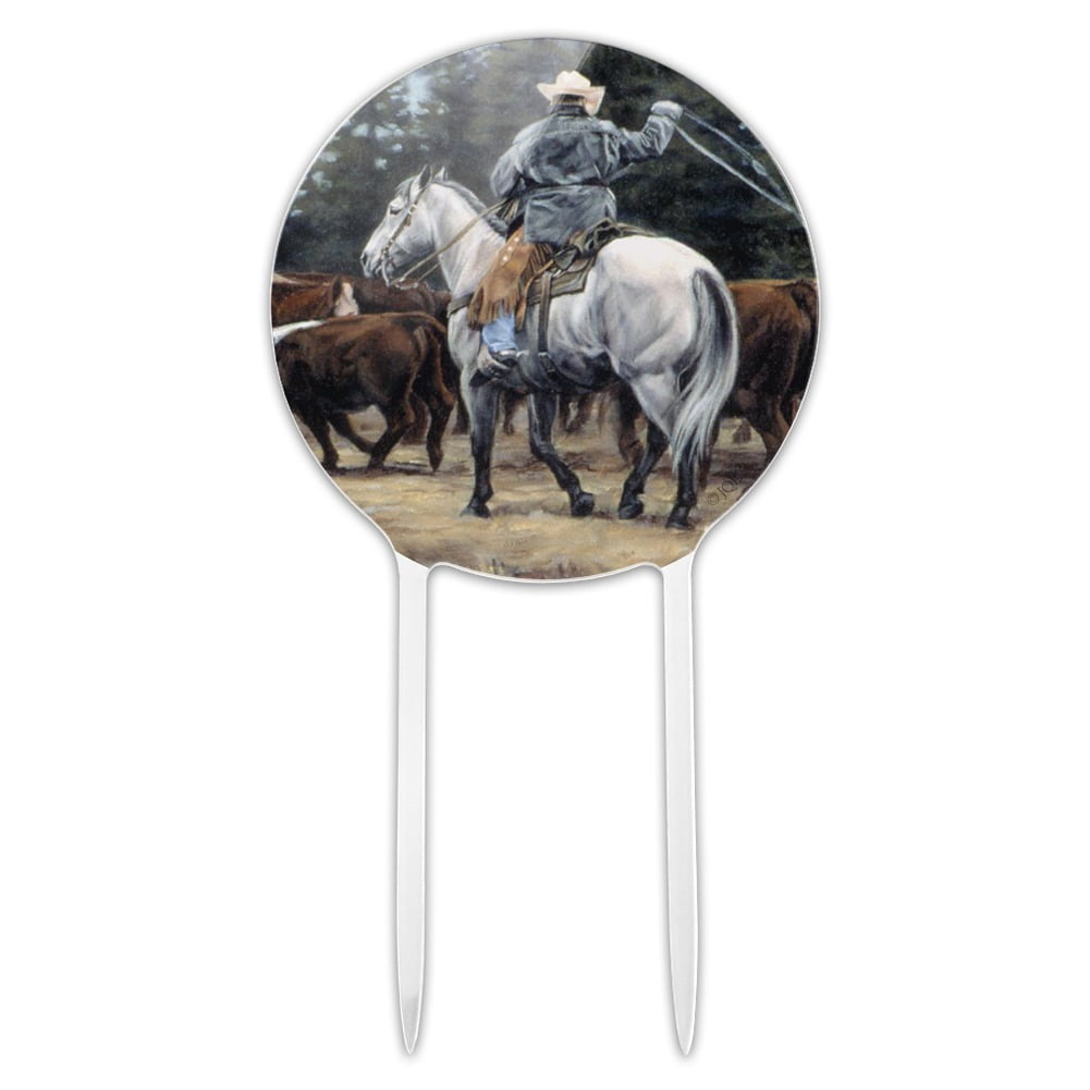 Acrylic Ranch Cowboy Cattle Drive Roundup Cake Topper Party Decoration ...