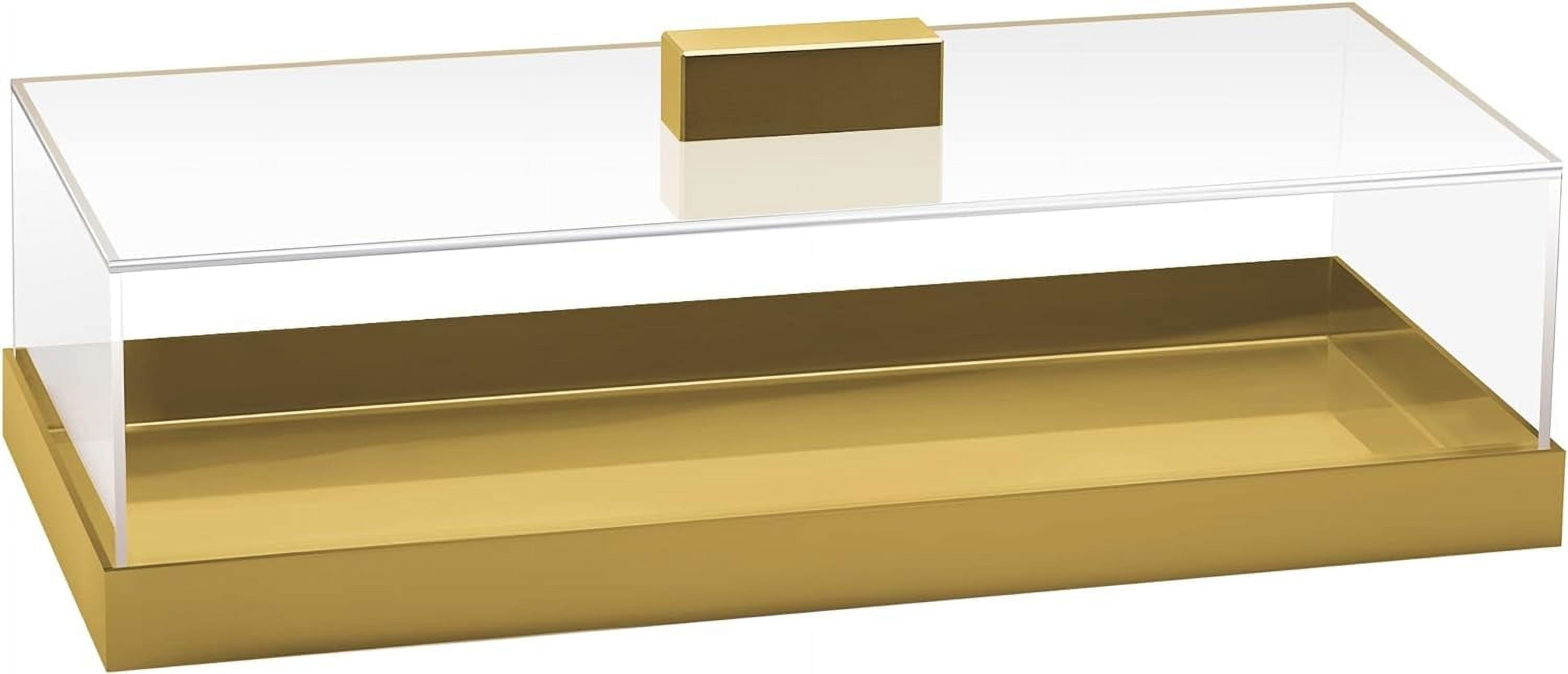 Acrylic Rectangular Cake Stand with Dome | Elegant Gold Serving Trays ...