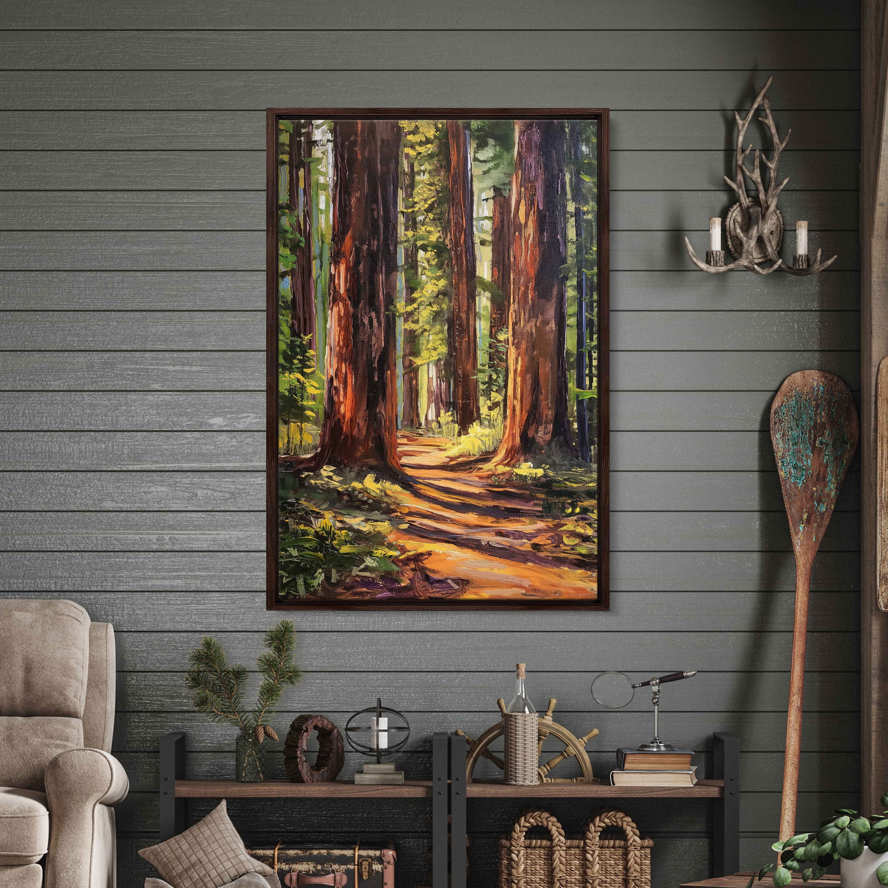 Acrylic Redwood Forest Path Wall Art Poster Gift For Nature Lover ...
