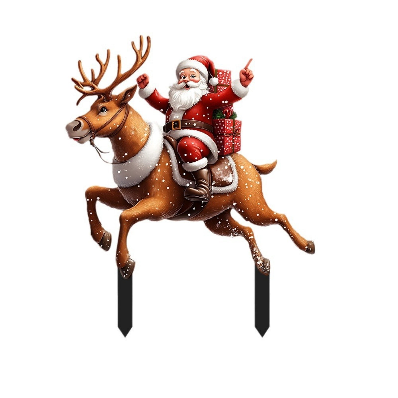 Acrylic Reindeer And Santa Claus Garden Stakes Outdoor Indoor Holiday ...