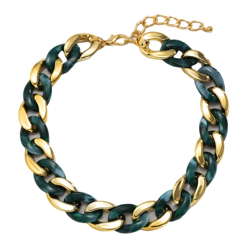 Acrylic Resin Choker Vintage Oval Hip Hop Jewellry Chain Link Necklace ...