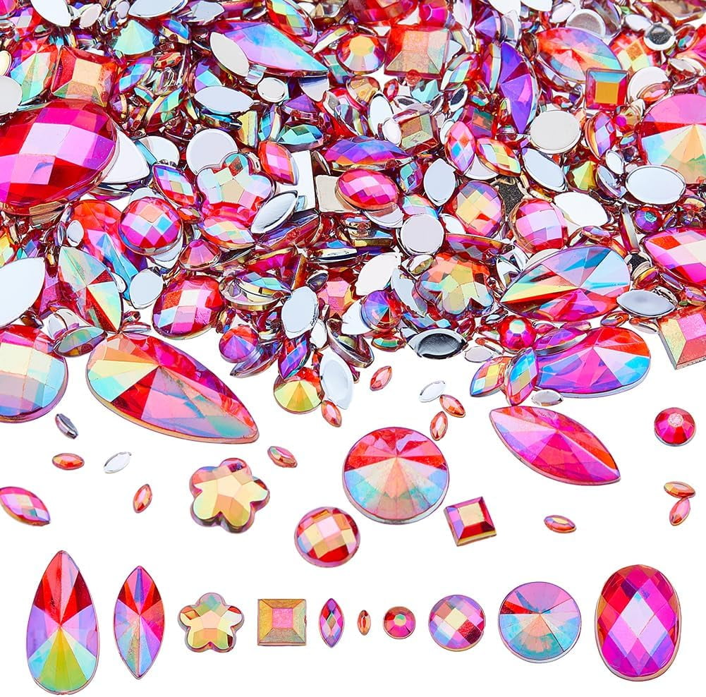 Acrylic Rhinestone Cabochons Back Plated Flat Back and Faceted Mixed ...
