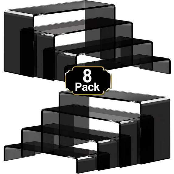 Acrylic Risers, 8 Pcs 2 Set(7”L~8”L~9”L) Display Risers, Black Arylic ...
