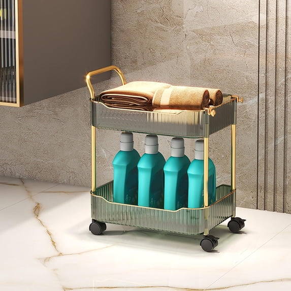 Acrylic Rolling Utility Cart - Mobile Storage Trolley With Handle ...