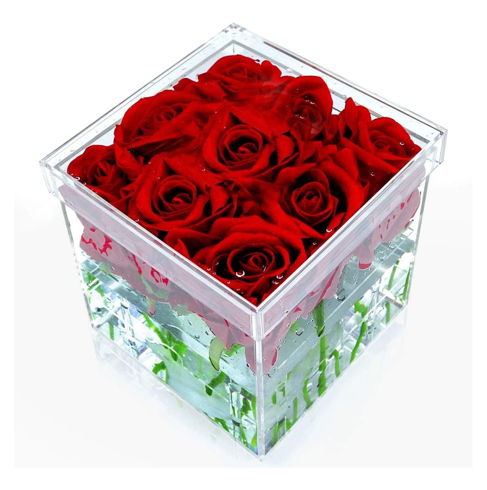 Acrylic Rose Flower Box, Water Holder Flower Pot,Wedding Flower Gift ...