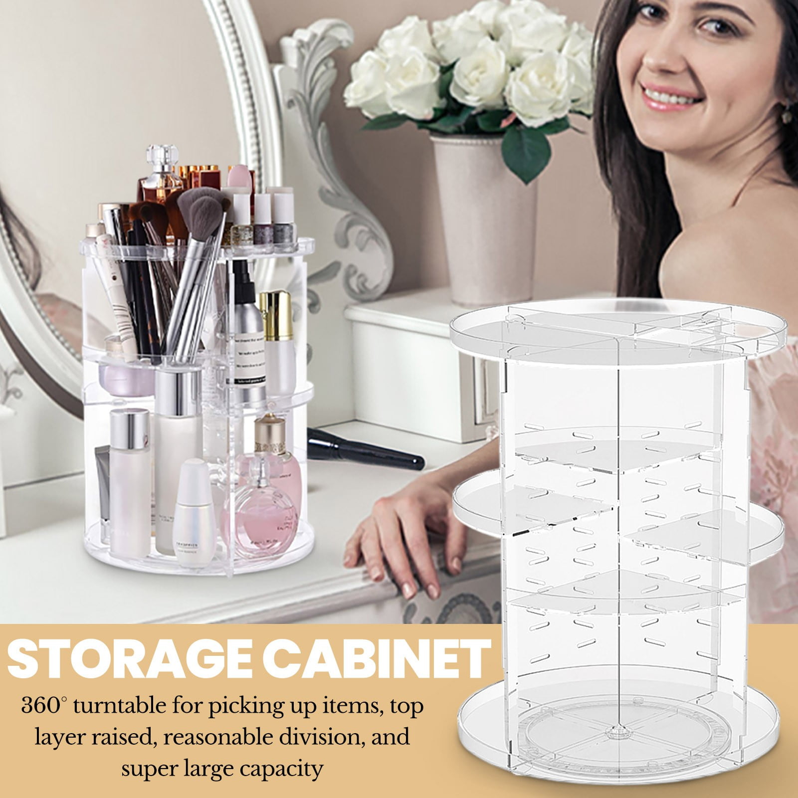 Acrylic Rotating Cosmetic Storage Rack - Walmart.com