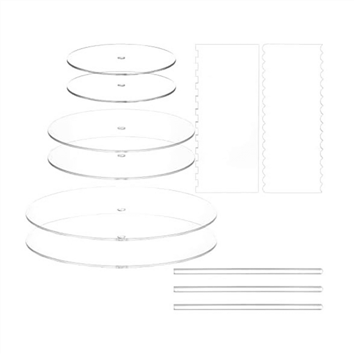 Acrylic Round Cake Disk Set,Cake Discs Set,Comb Scrapers,Dowel Rods ...