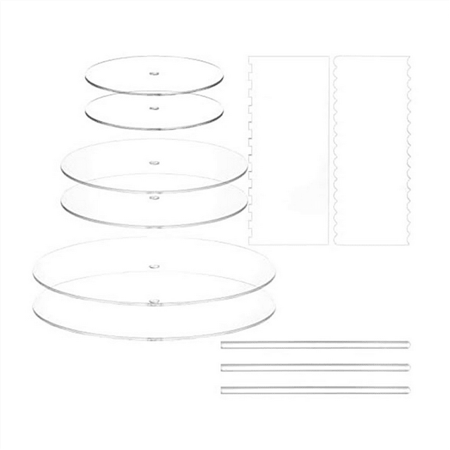 Acrylic Round Cake Disk Set,Cake Discs Set,Comb Scrapers,Dowel Rods ...