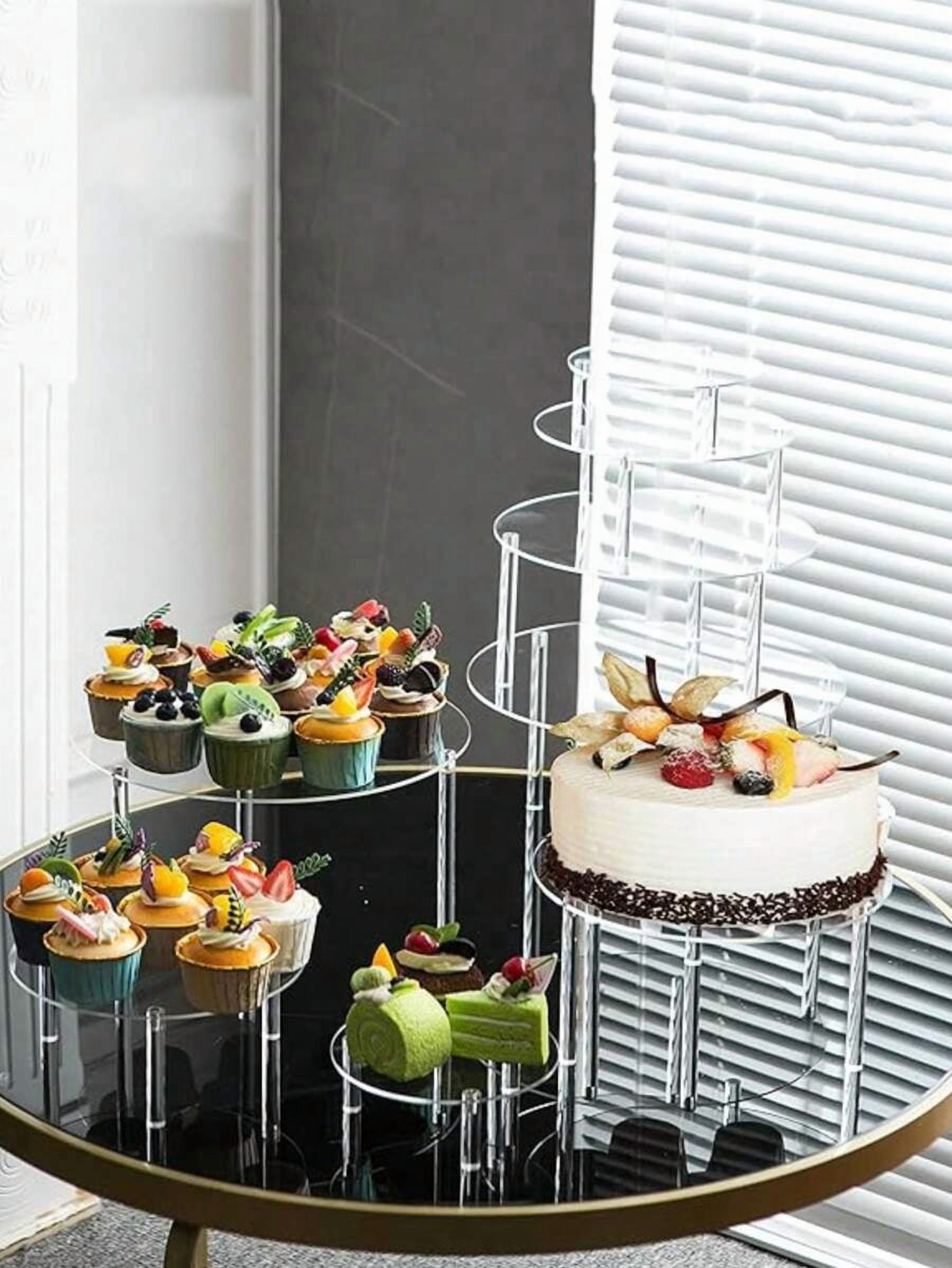 Acrylic Round Cake Stand Dessert Display Rack, Transparent Crystal ...