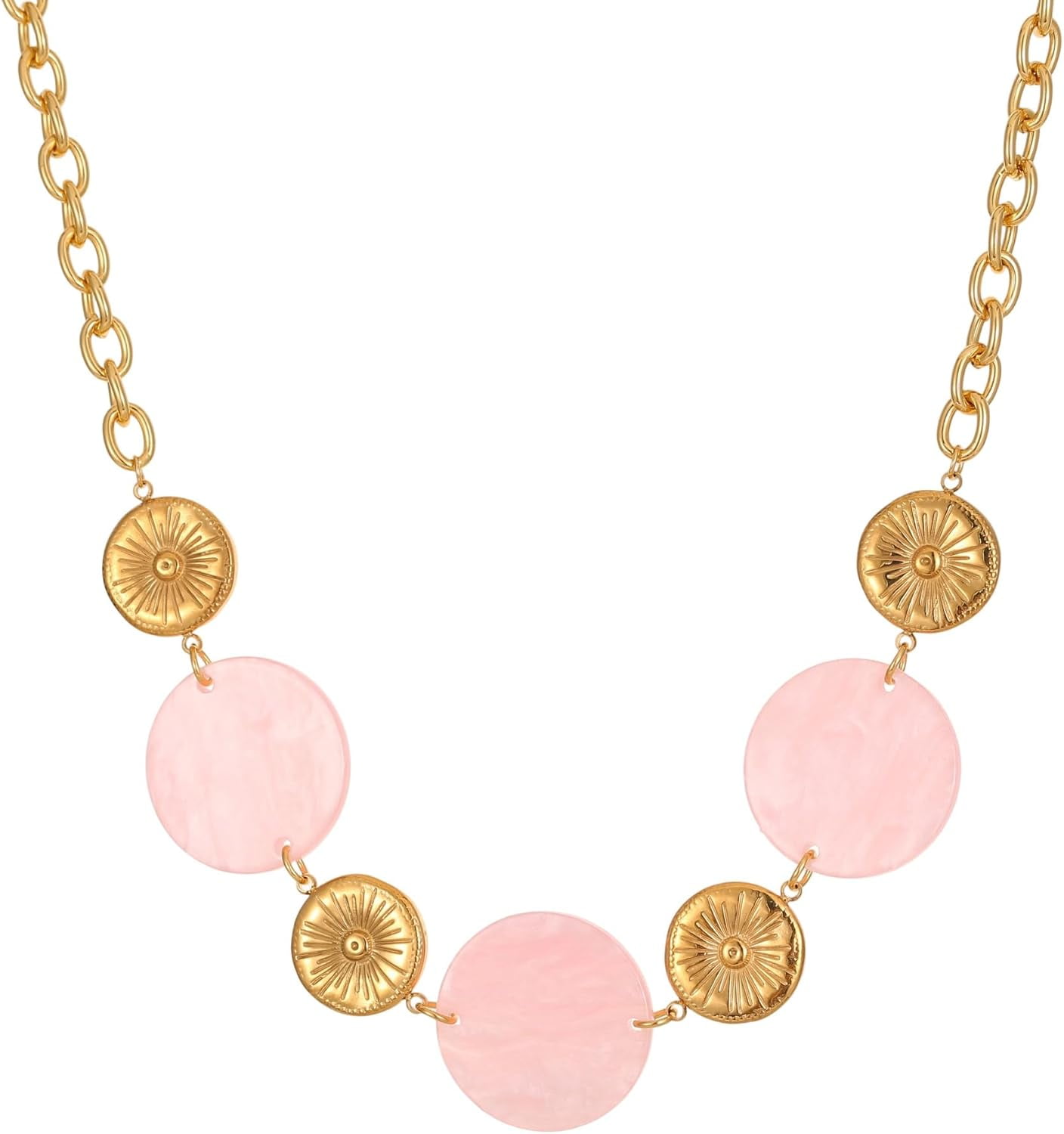 Acrylic Round Coin Choker Necklace for Women Stainless Steel Boho ...