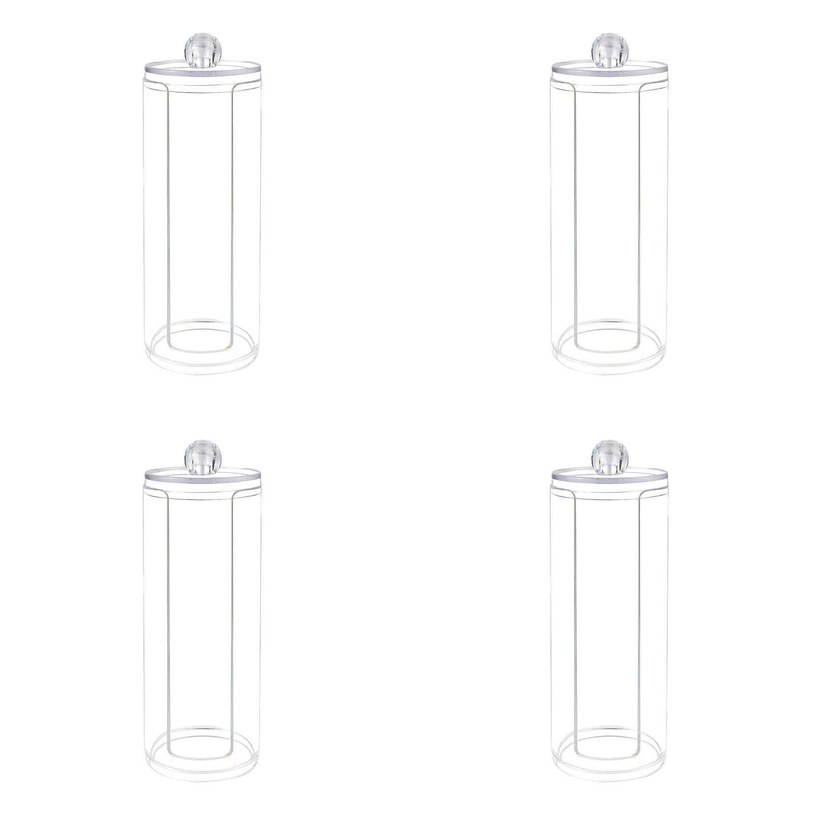 Acrylic Round Cylindrical Cotton Pad Dispenser Cosmetic Cotton Storage ...