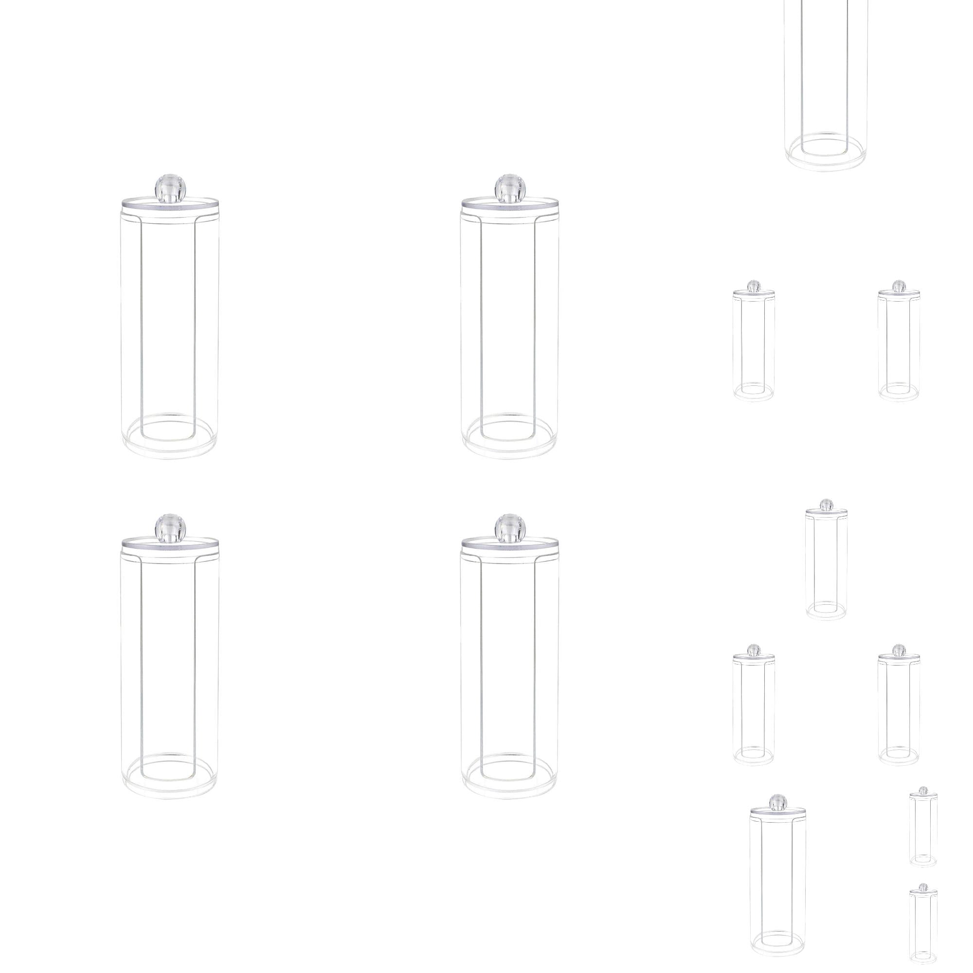 Acrylic Round Cylindrical Cotton Pad Dispenser Cosmetic Cotton Storage ...