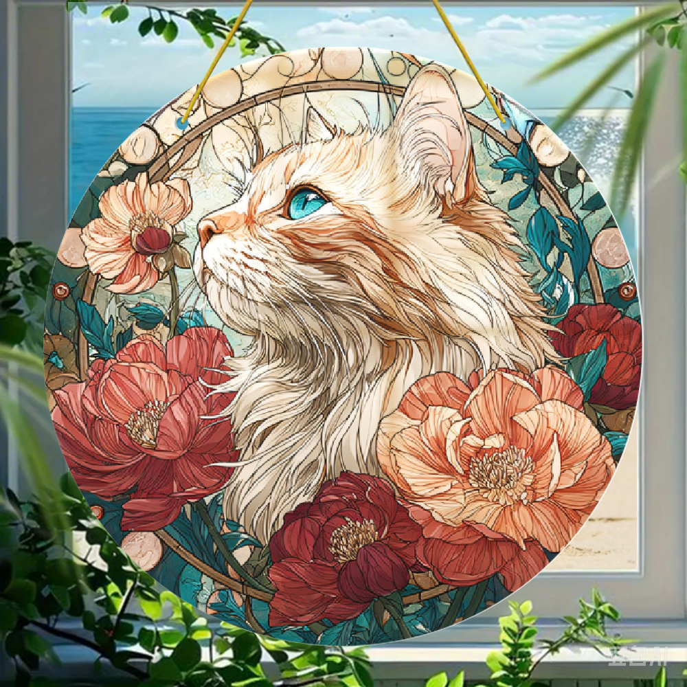 Acrylic Round Hanging Ornament 1pc, Wall Door Car Window Home Decor ...
