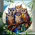 Acrylic Round Hanging Ornament 6x6 Inch, Five Colorful Owl Stained ...