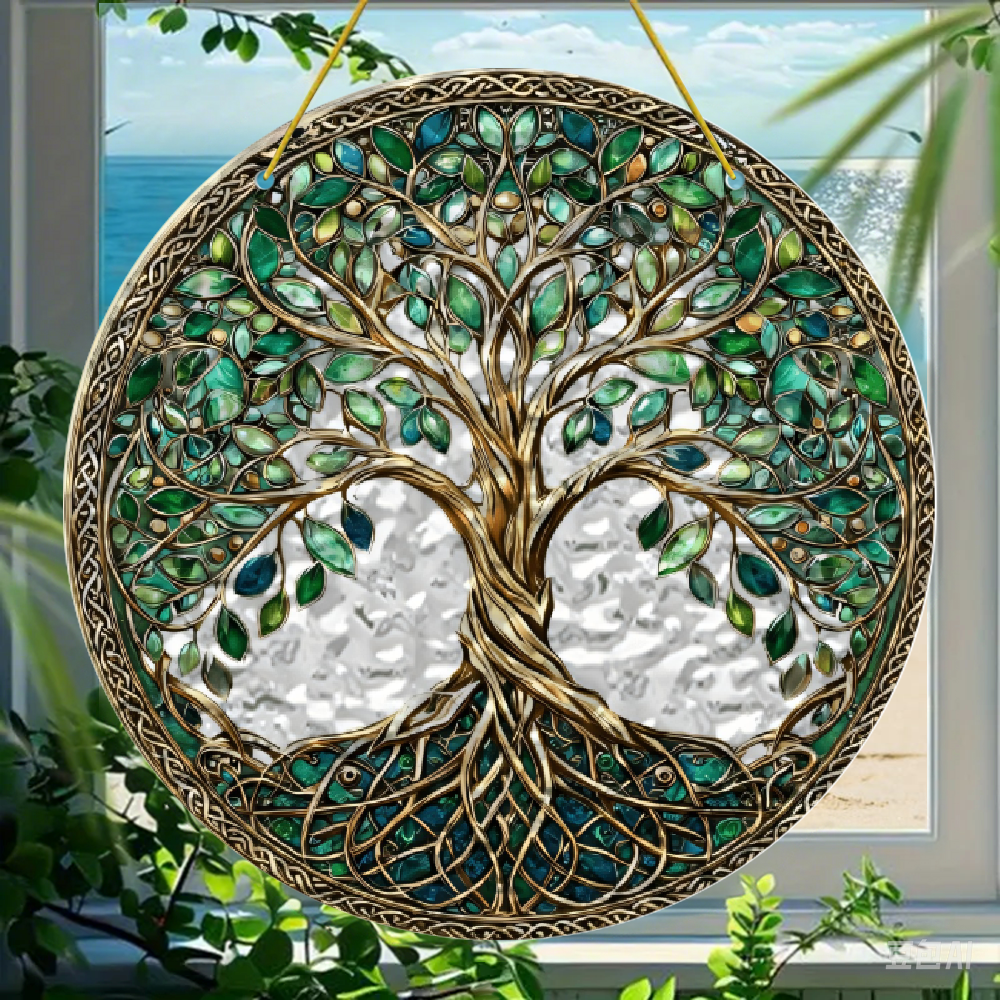 Acrylic Round Hanging Ornament 8x8 Inch, Celtic Tree of Life Medallion ...