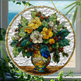 Acrylic Round Hanging Ornament 8x8 Inch, Floral Stained Glass Style ...