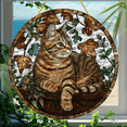 Acrylic Round Hanging Ornament 8x8 Inch, Tabby Cat Autumn Leaves ...
