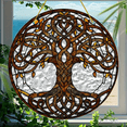 Acrylic Round Hanging Ornament Celtic Tree Knot Design Brown and Gold 1 ...