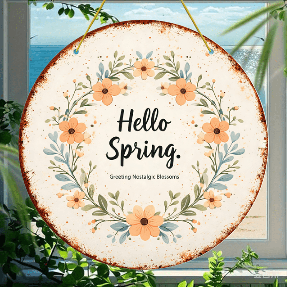 Acrylic Round Hanging Ornament, Decorative Floral Design Acrylic Plaque ...