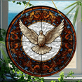 Acrylic Round Hanging Ornament Dove Stained Glass Style Floral ...