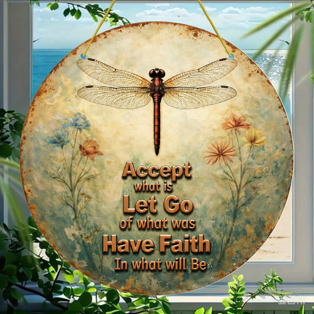 Acrylic Round Hanging Ornament, Dragonfly and Inspirational Quote ...