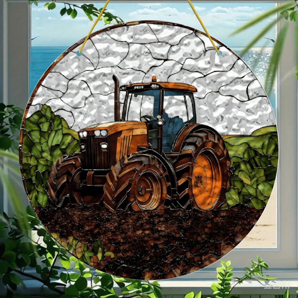 Acrylic Round Hanging Ornament Farm Tractor and Crops Design 1 Pack for ...