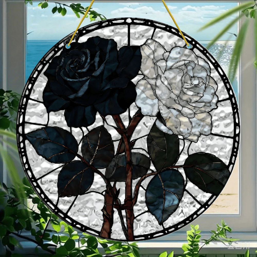 Acrylic Round Hanging Ornament Gothic Rose Stained Glass Style 1 Pack ...
