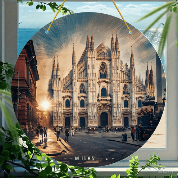 Acrylic Round Hanging Ornament, Milan Cathedral Italy Gothic ...