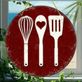 Acrylic Round Hanging Ornament, Rustic Kitchen Utensil Design Wall ...