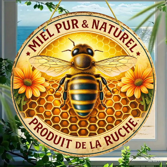 Acrylic Round Hanging Ornament, Vintage Bee and Honeycomb Design ...