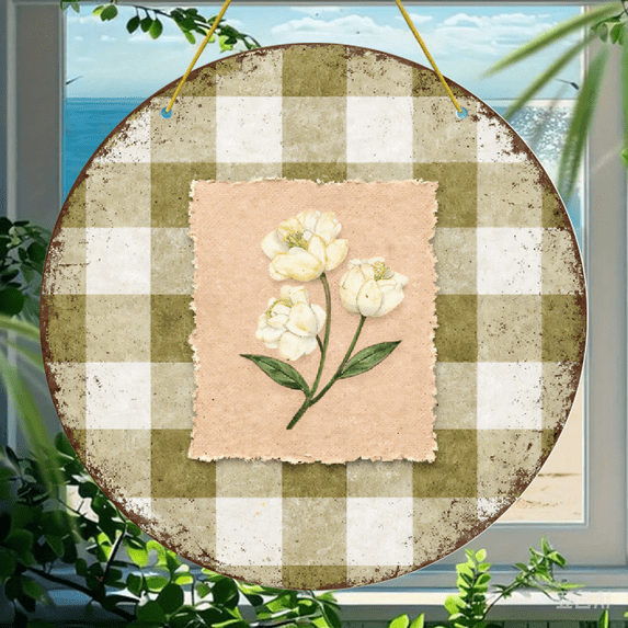 Acrylic Round Hanging Ornament, Vintage Floral Tulip Illustration ...
