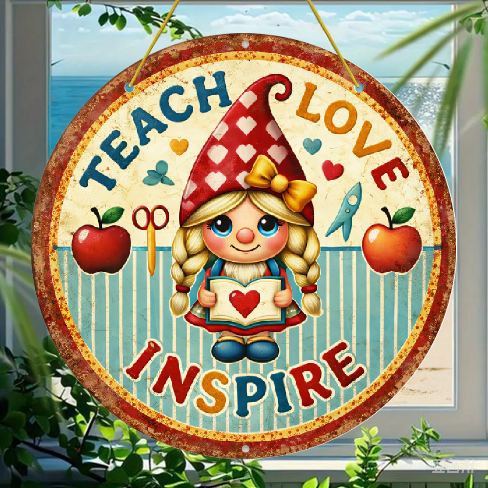 Acrylic Round Hanging Ornament, Vintage School Girl Design with Book ...