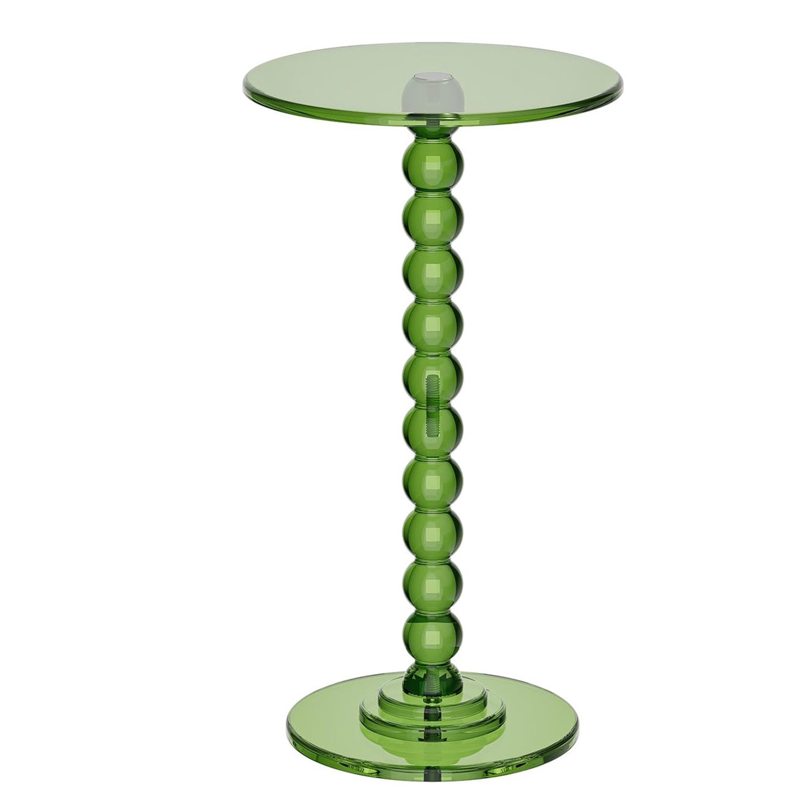 Acrylic Round Side Table with Column Base,Clear Modern End Table for ...